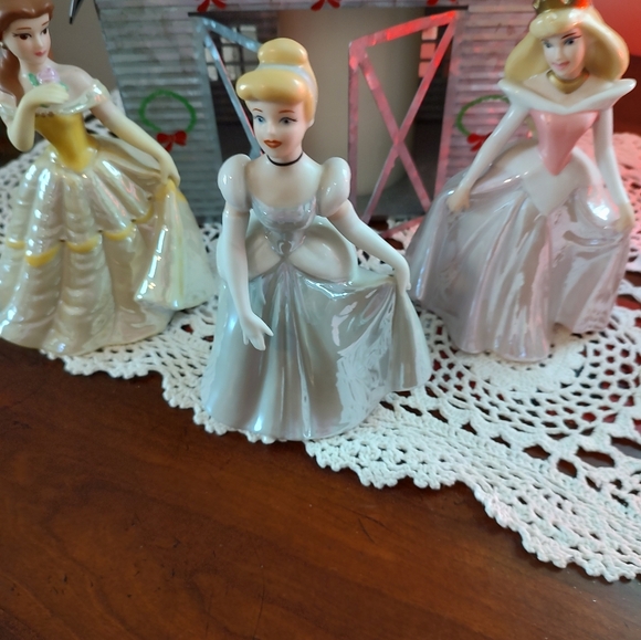 Disney | Art | Disney Princess Ceramic Figurines Yellow Blue Pink ...